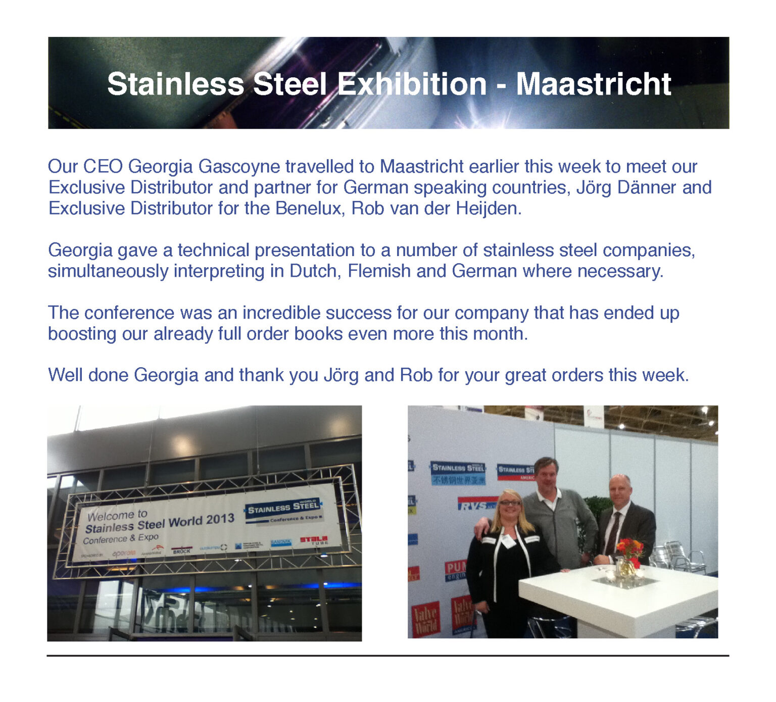 Stainless Steel Exhibition - Huntingdon Fusion Techniques HFT®